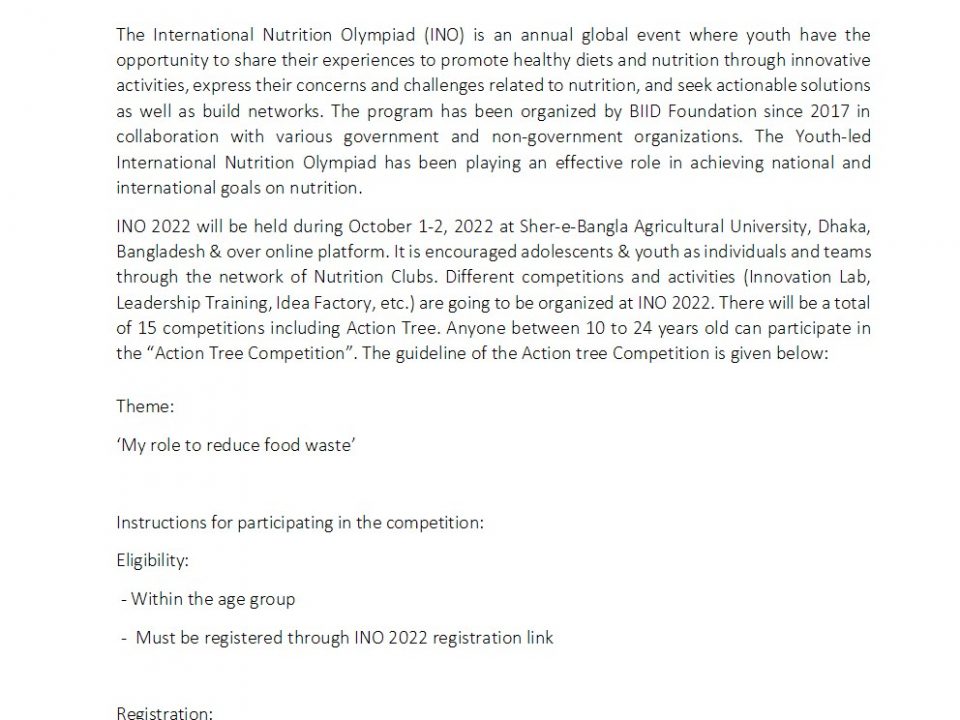 Action Tree – Nutrition Olympiad