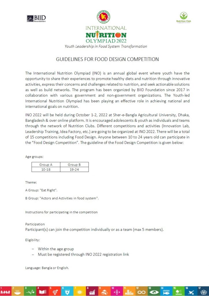 Food Design Competition – Nutrition Olympiad