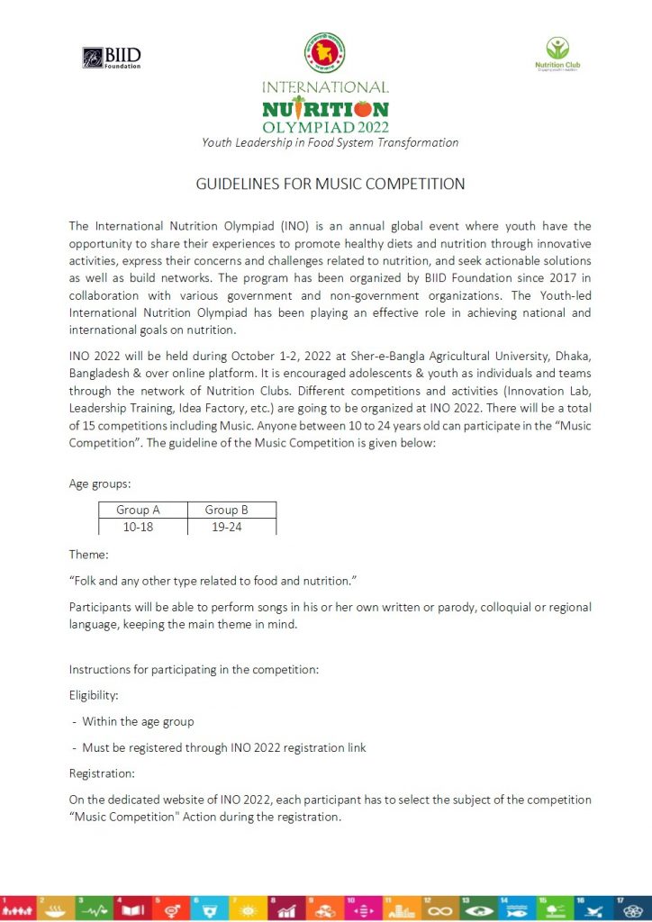 Music Competition – Nutrition Olympiad