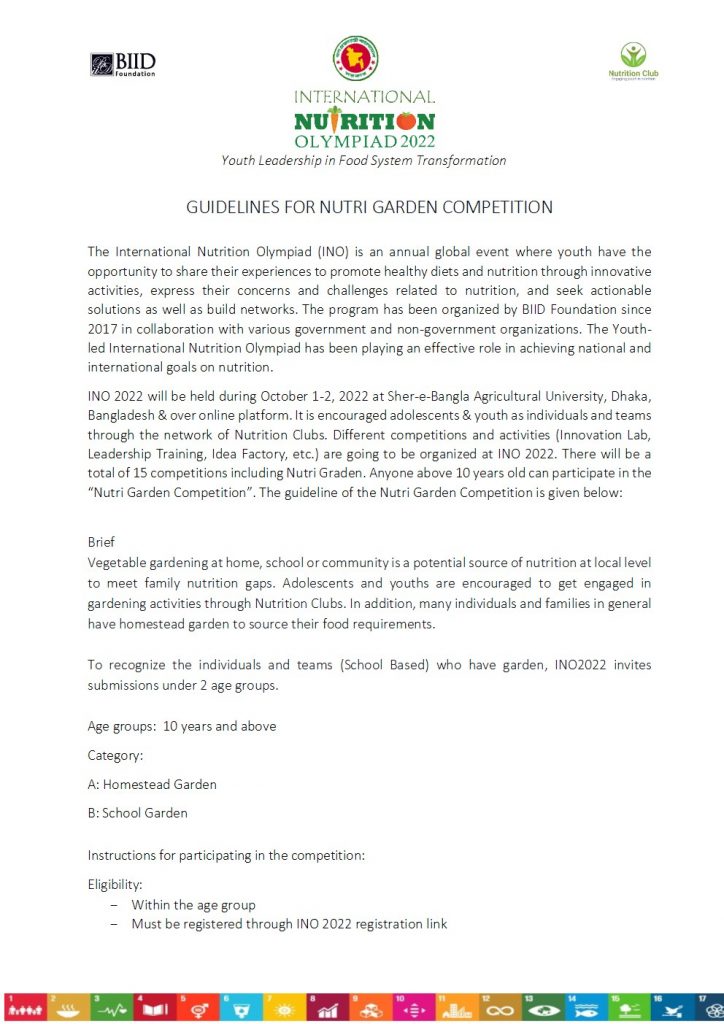 Nutri Garden Competition – Nutrition Olympiad