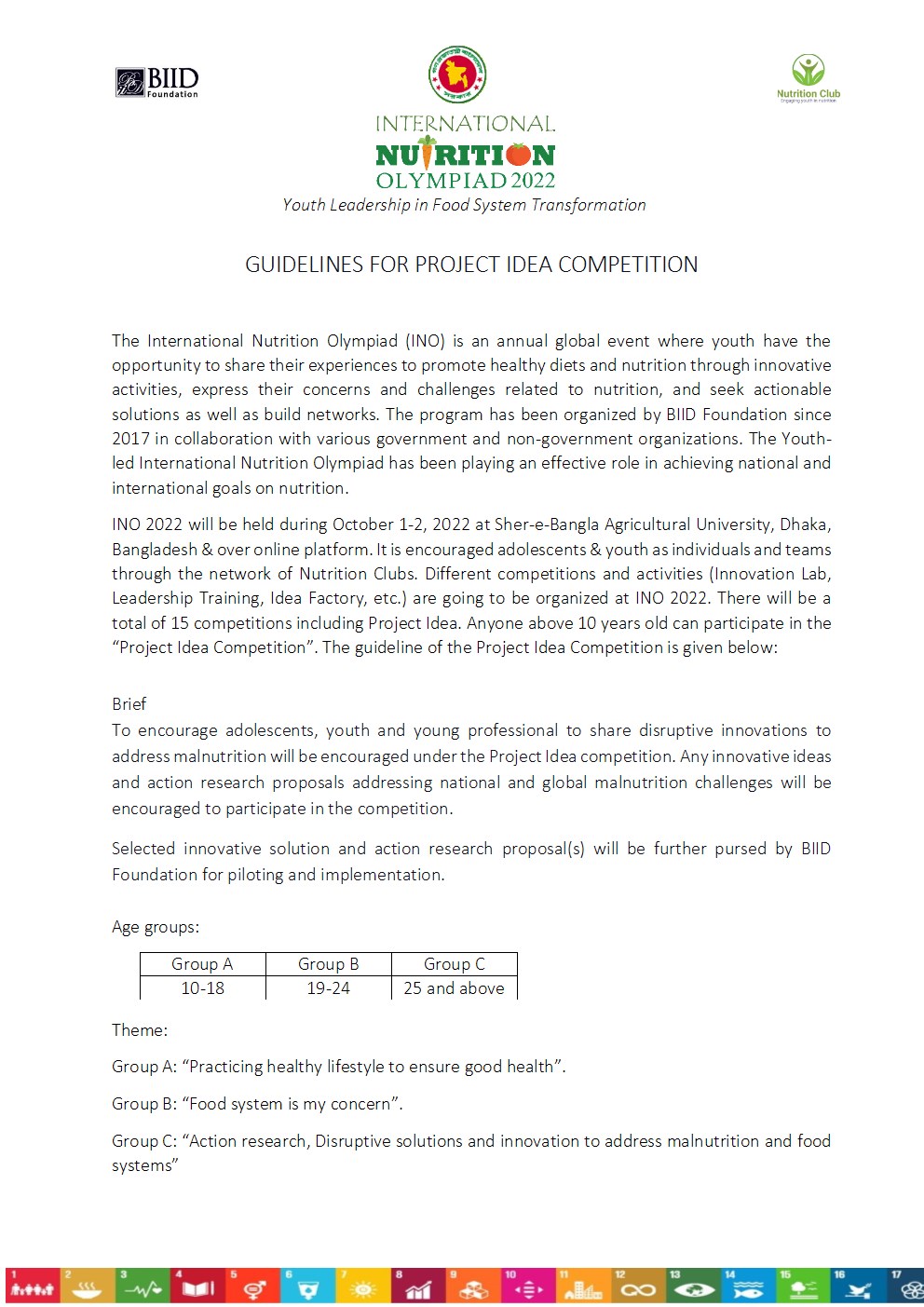 Project Idea Competition – Nutrition Olympiad